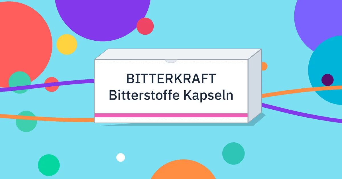 Symbolbild: Packung mit der Aufschrift BITTERKRAFT Bitterstoffe Kapseln (PZN 20547522) – Verfügbarkeit und Bezug in Apotheken in Frankfurt am Main