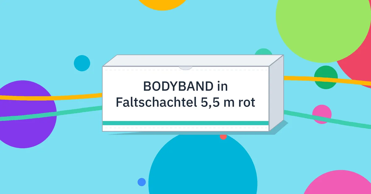 Symbolbild: Packung mit der Aufschrift BODYBAND in Faltschachtel 5,5 m rot (PZN 10076524) – Verfügbarkeit und Bezug in Apotheken in Frankfurt am Main
