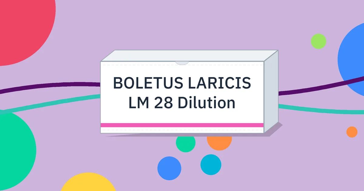Symbolbild: Packung mit der Aufschrift BOLETUS LARICIS LM 28 Dilution (PZN 13391634) – Verfügbarkeit und Bezug in Apotheken in Frankfurt am Main