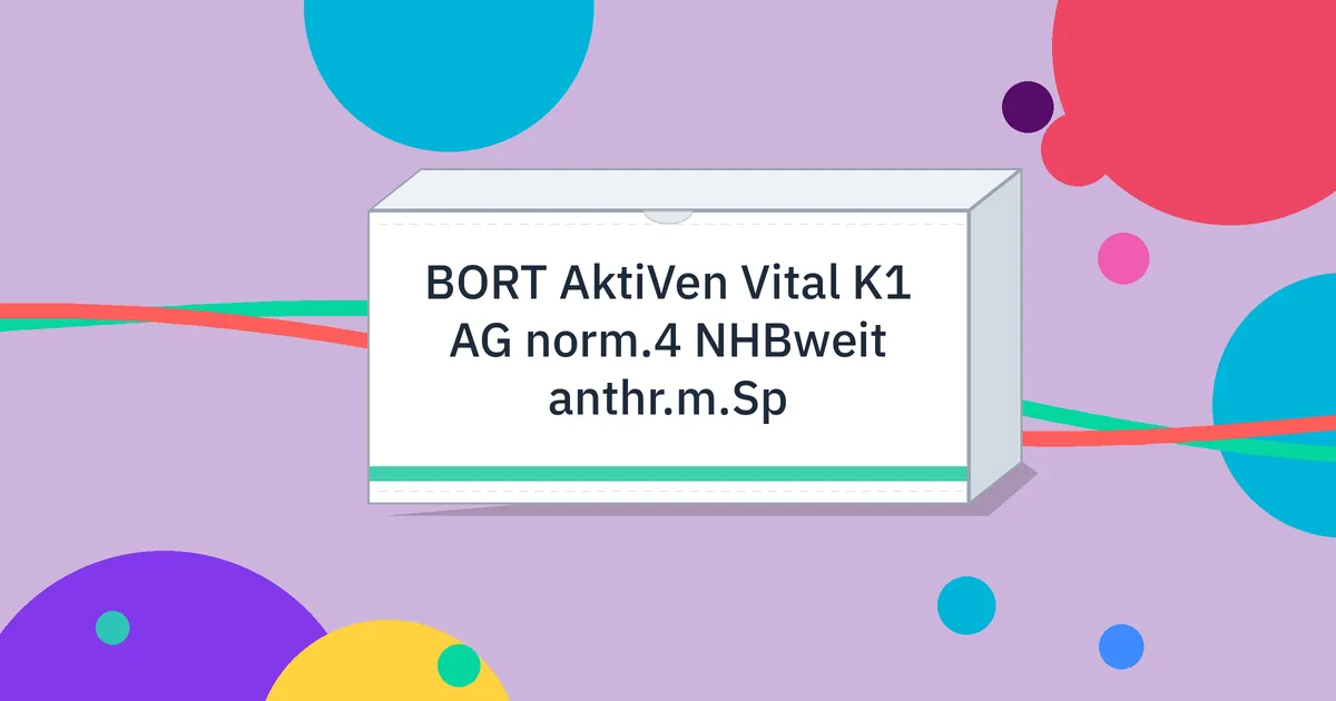 Symbolbild: Packung mit der Aufschrift BORT AktiVen Vital K1 AG norm.4 NHBweit anthr.m.Sp (PZN 13733997) – Verfügbarkeit und Bezug in Apotheken in Frankfurt am Main