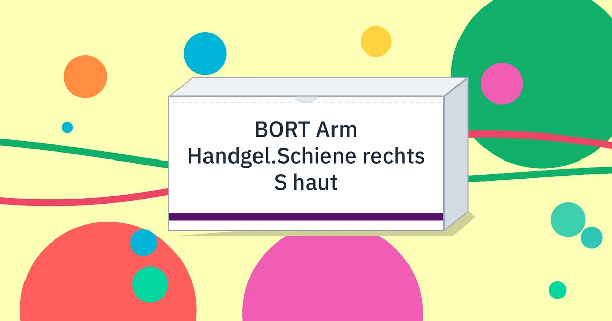 Symbolbild: Packung mit der Aufschrift BORT Arm Handgel.Schiene rechts S haut (PZN 03808808) – Verfügbarkeit und Bezug in Apotheken in Frankfurt am Main