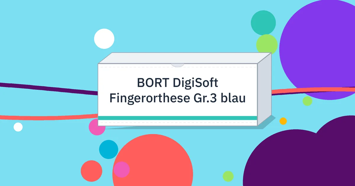 Symbolbild: Packung mit der Aufschrift BORT DigiSoft Fingerorthese Gr.3 blau (PZN 00236748) – Verfügbarkeit und Bezug in Apotheken in Frankfurt am Main