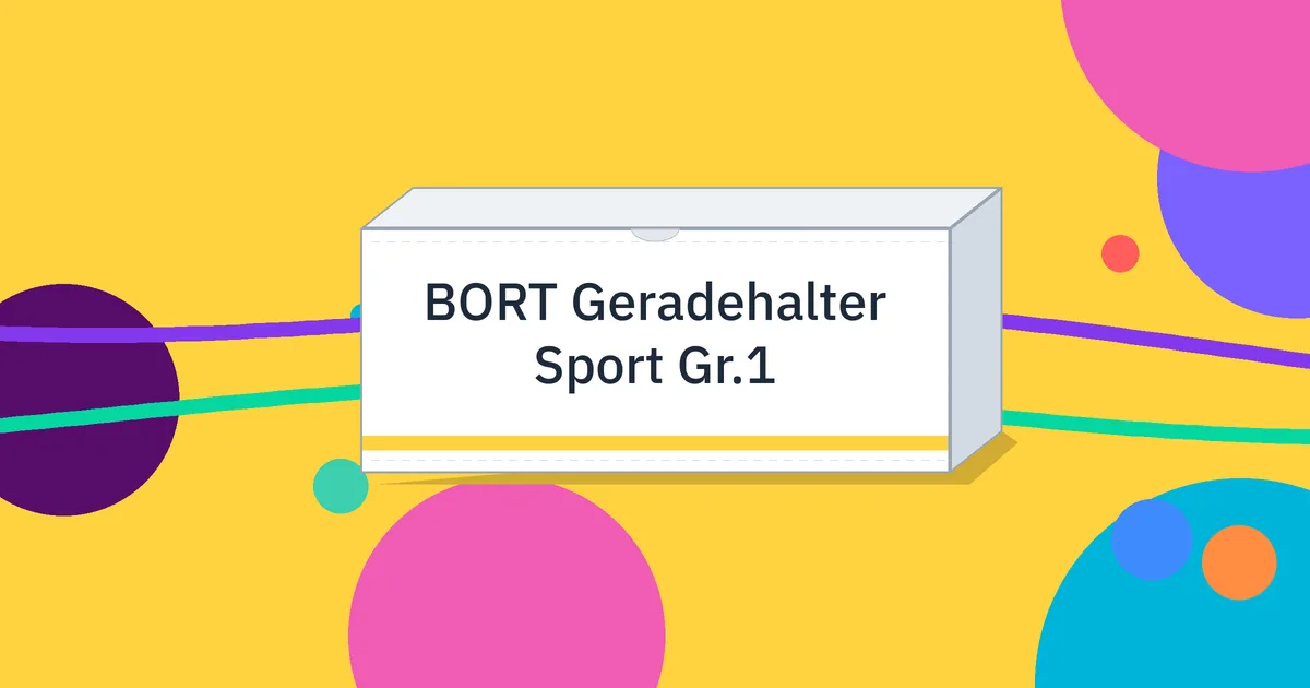 Symbolbild: Packung mit der Aufschrift BORT Geradehalter Sport Gr.1 (PZN 17843530) – Verfügbarkeit und Bezug in Apotheken in Frankfurt am Main