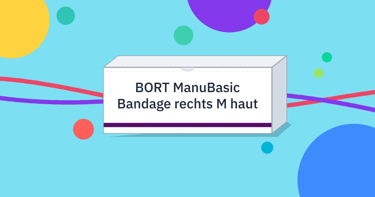 Symbolbild: Packung mit der Aufschrift BORT ManuBasic Bandage rechts M haut (PZN 00238931) – Verfügbarkeit und Bezug in Apotheken in Frankfurt am Main