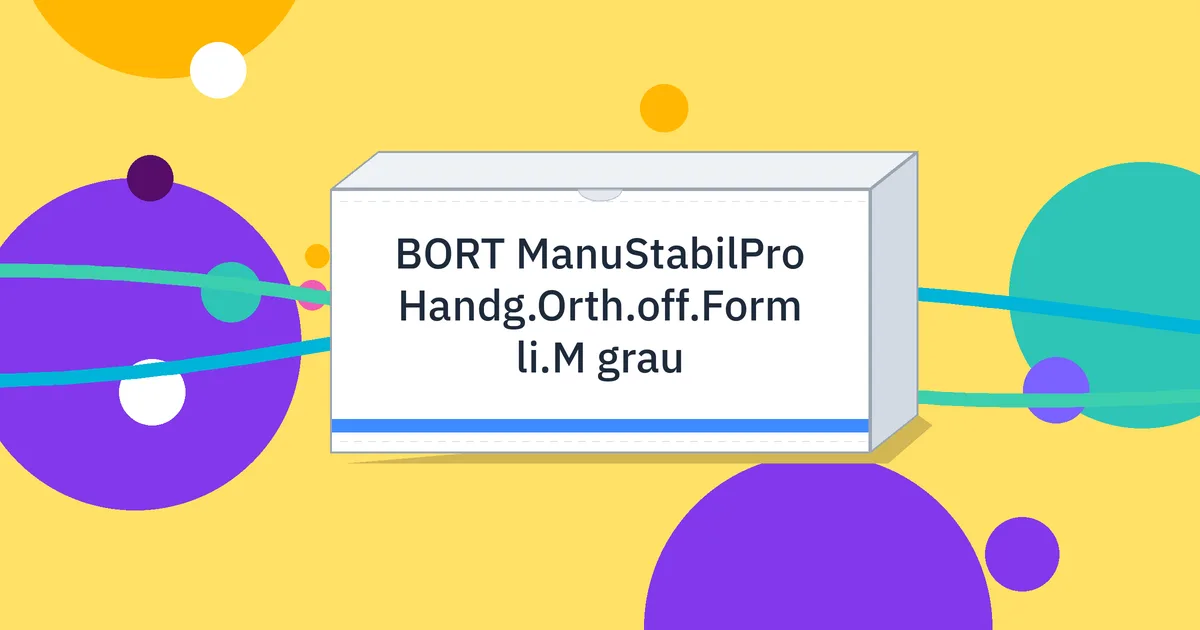 Symbolbild: Packung mit der Aufschrift BORT ManuStabilPro Handg.Orth.off.Form li.M grau (PZN 18270208) – Verfügbarkeit und Bezug in Apotheken in Frankfurt am Main