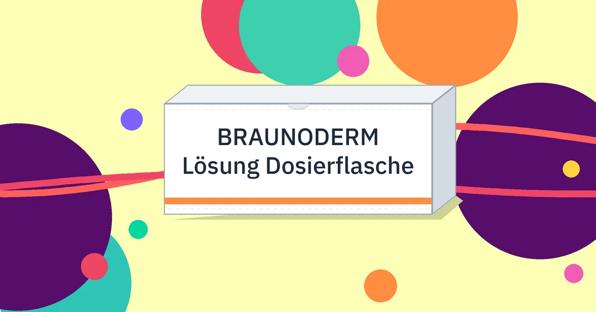 Symbolbild: Packung mit der Aufschrift BRAUNODERM Lösung Dosierflasche (PZN 07620131) – Verfügbarkeit und Bezug in Apotheken in Frankfurt am Main