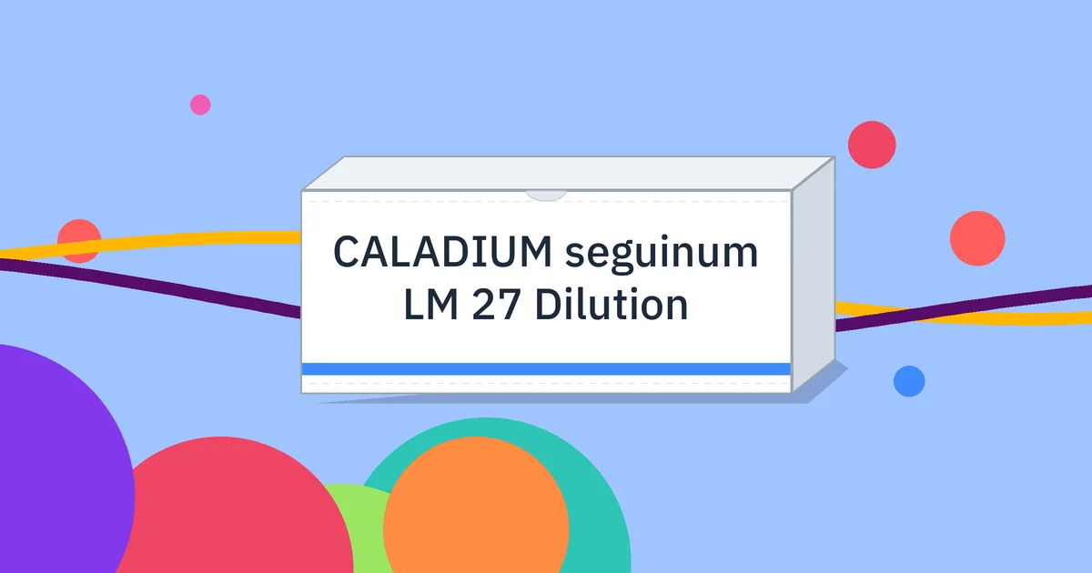 Symbolbild: Packung mit der Aufschrift CALADIUM seguinum LM 27 Dilution (PZN 13404236) – Verfügbarkeit und Bezug in Apotheken in Frankfurt am Main