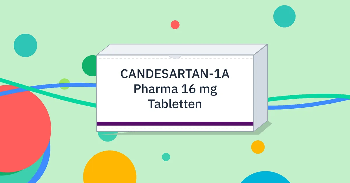 Symbolbild: Packung mit der Aufschrift CANDESARTAN-1A Pharma 16 mg Tabletten (PZN 09273188) – Verfügbarkeit und Bezug in Apotheken in Frankfurt am Main