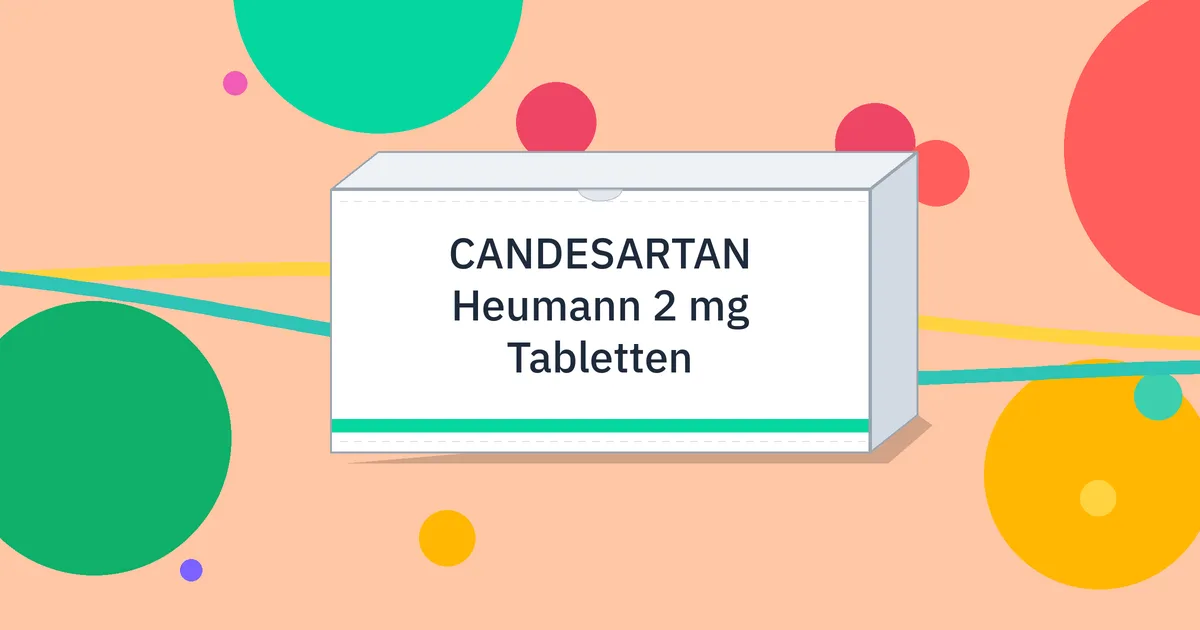 Symbolbild: Packung mit der Aufschrift CANDESARTAN Heumann 2 mg Tabletten (PZN 17575785) – Verfügbarkeit und Bezug in Apotheken in Frankfurt am Main