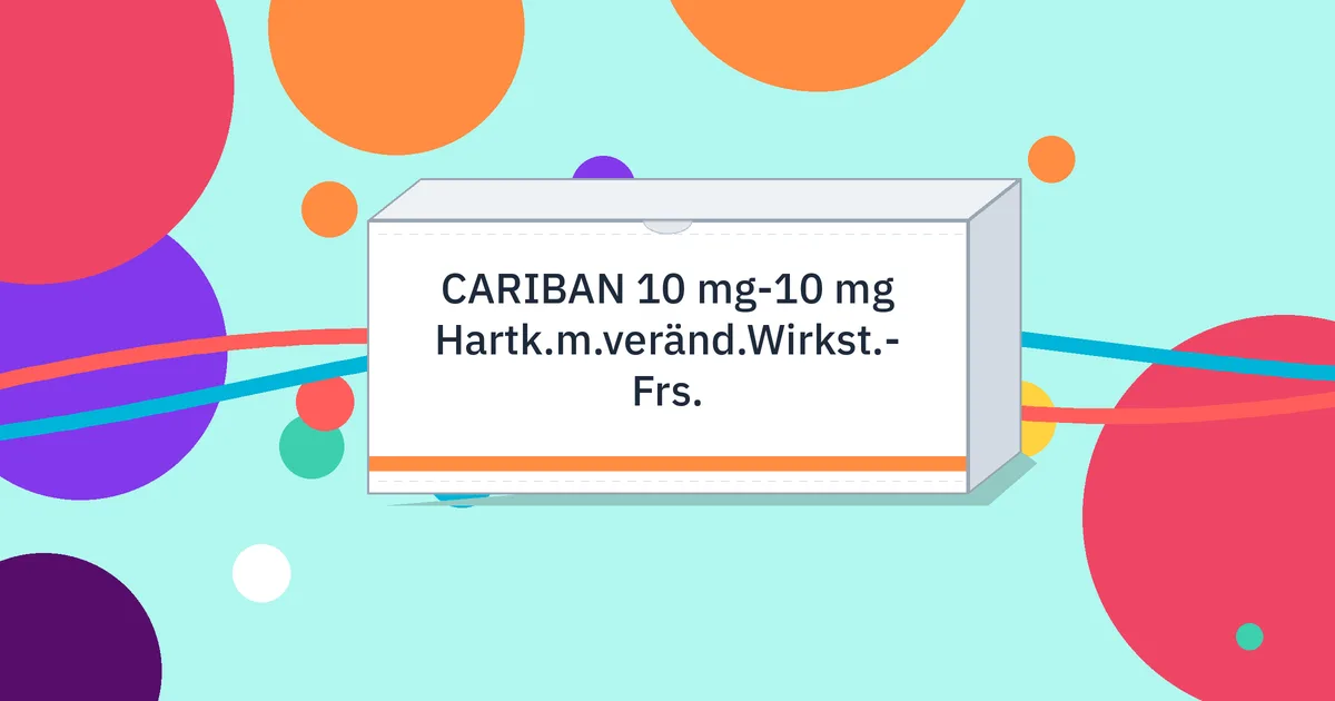 Symbolbild: Packung mit der Aufschrift CARIBAN 10 mg-10 mg Hartk.m.veränd.Wirkst.-Frs. (PZN 18454546) – Verfügbarkeit und Bezug in Apotheken in Frankfurt am Main