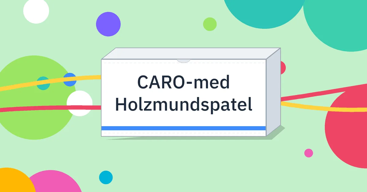 Symbolbild: Packung mit der Aufschrift CARO-med Holzmundspatel (PZN 16086475) – Verfügbarkeit und Bezug in Apotheken in Frankfurt am Main