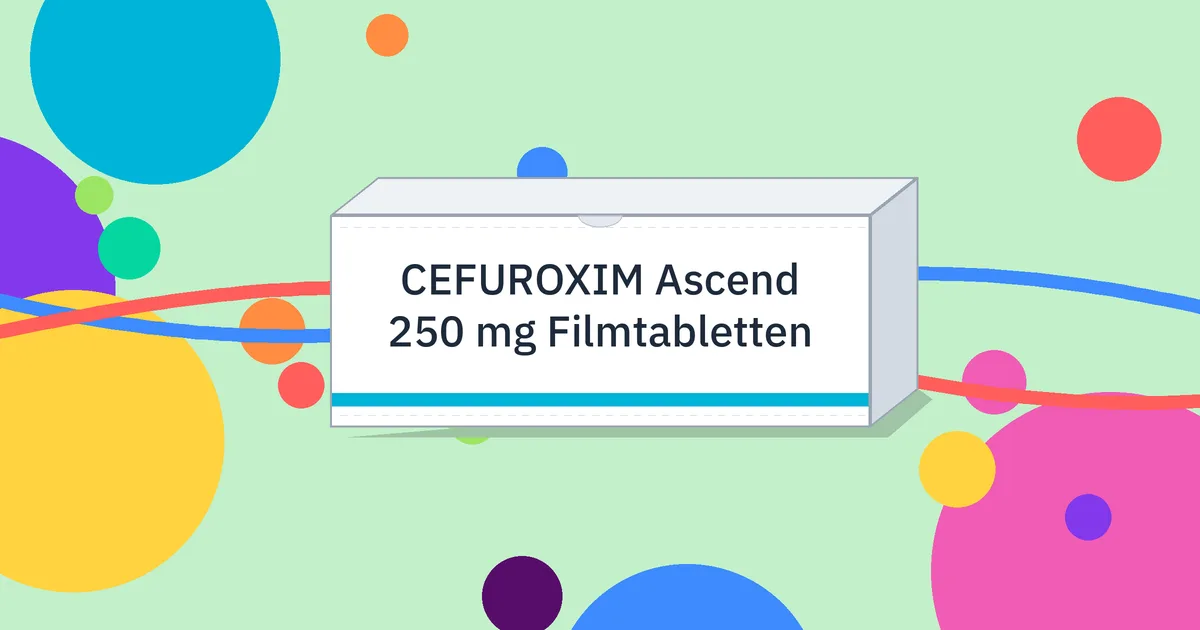 Symbolbild: Packung mit der Aufschrift CEFUROXIM Ascend 250 mg Filmtabletten (PZN 18250737) – Verfügbarkeit und Bezug in Apotheken in Frankfurt am Main