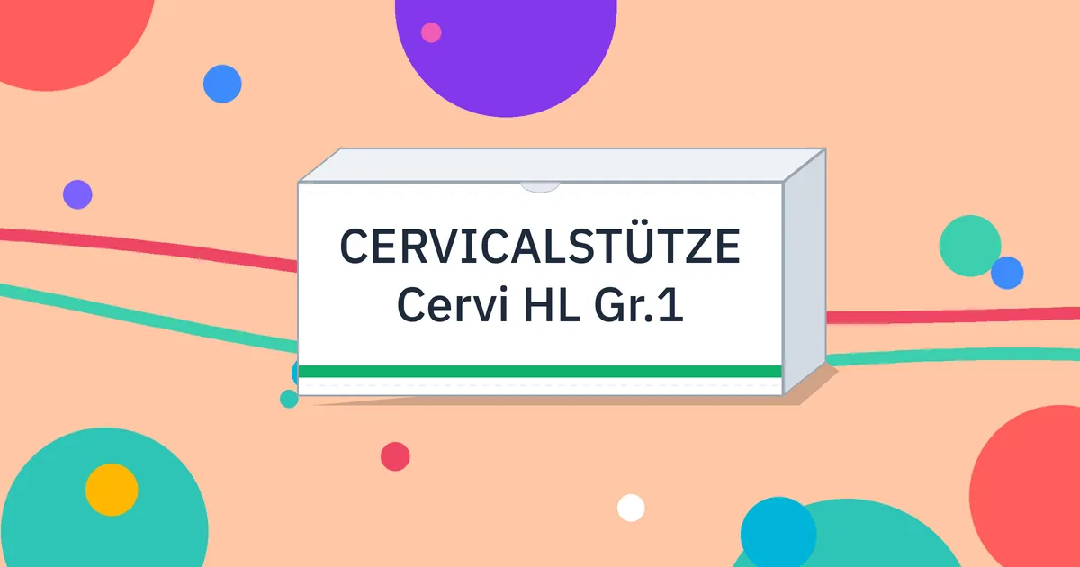 Symbolbild: Packung mit der Aufschrift CERVICALSTÜTZE Cervi HL Gr.1 (PZN 01355001) – Verfügbarkeit und Bezug in Apotheken in Frankfurt am Main