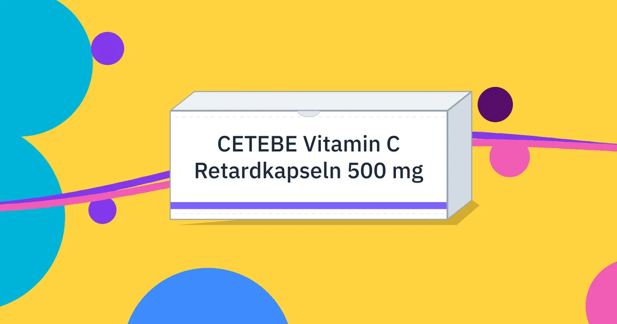 Symbolbild: Packung mit der Aufschrift CETEBE Vitamin C Retardkapseln 500 mg (PZN 03884287) – Verfügbarkeit und Bezug in Apotheken in Frankfurt am Main