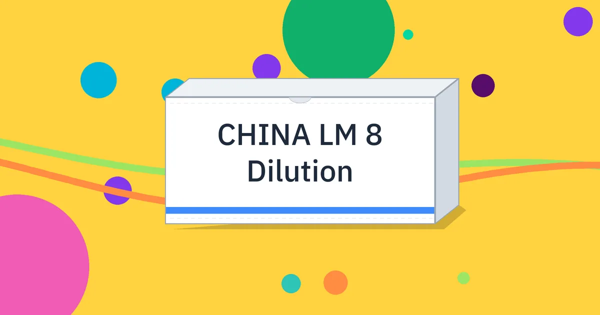 Symbolbild: Packung mit der Aufschrift CHINA LM 8 Dilution (PZN 12813760) – Verfügbarkeit und Bezug in Apotheken in Frankfurt am Main