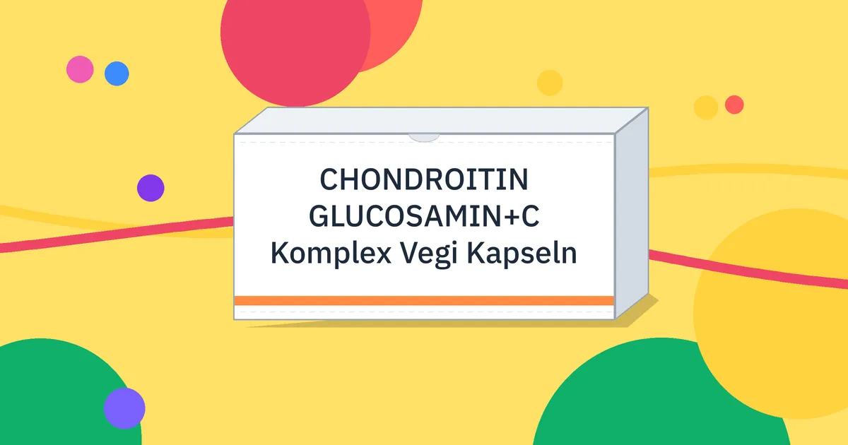 Symbolbild: Packung mit der Aufschrift CHONDROITIN GLUCOSAMIN+C Komplex Vegi Kapseln (PZN 03838181) – Verfügbarkeit und Bezug in Apotheken in Frankfurt am Main