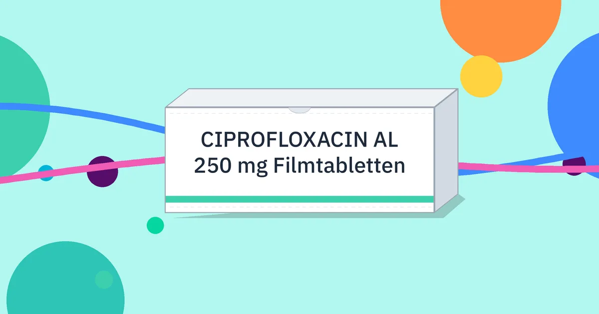 Symbolbild: Packung mit der Aufschrift CIPROFLOXACIN AL 250 mg Filmtabletten (PZN 01626629) – Verfügbarkeit und Bezug in Apotheken in Frankfurt am Main