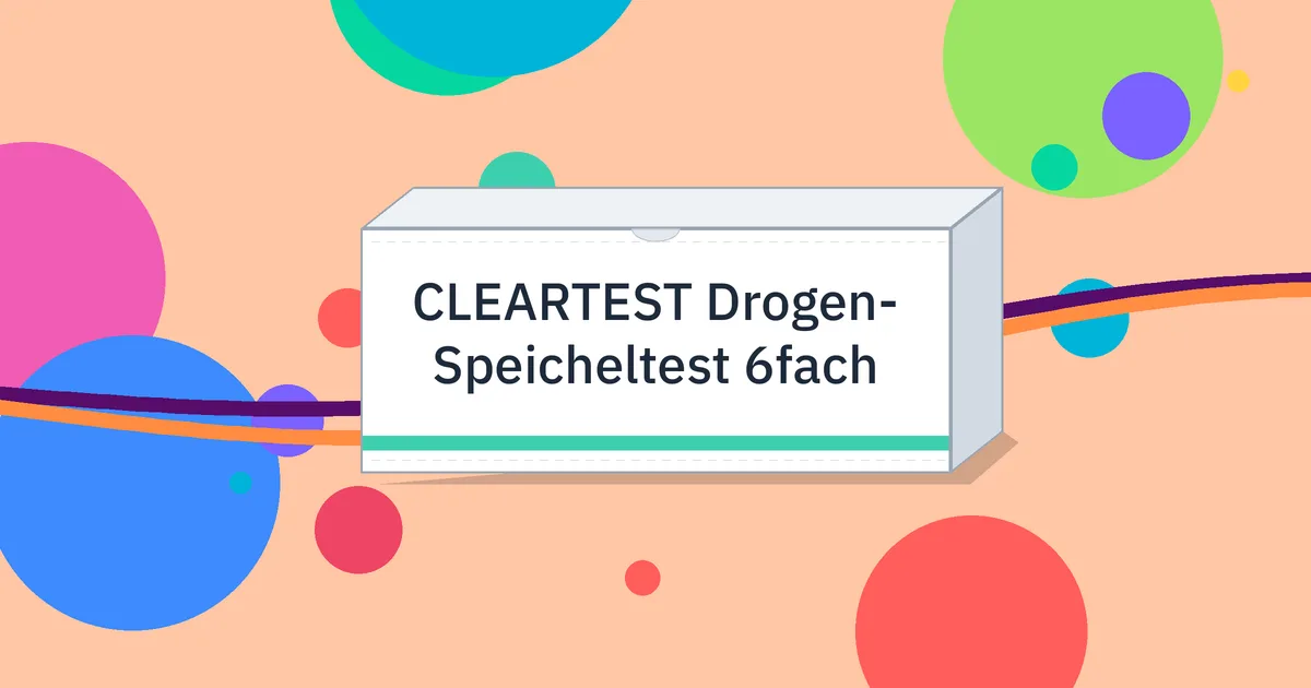 Symbolbild: Packung mit der Aufschrift CLEARTEST Drogen-Speicheltest 6fach (PZN 18038693) – Verfügbarkeit und Bezug in Apotheken in Frankfurt am Main