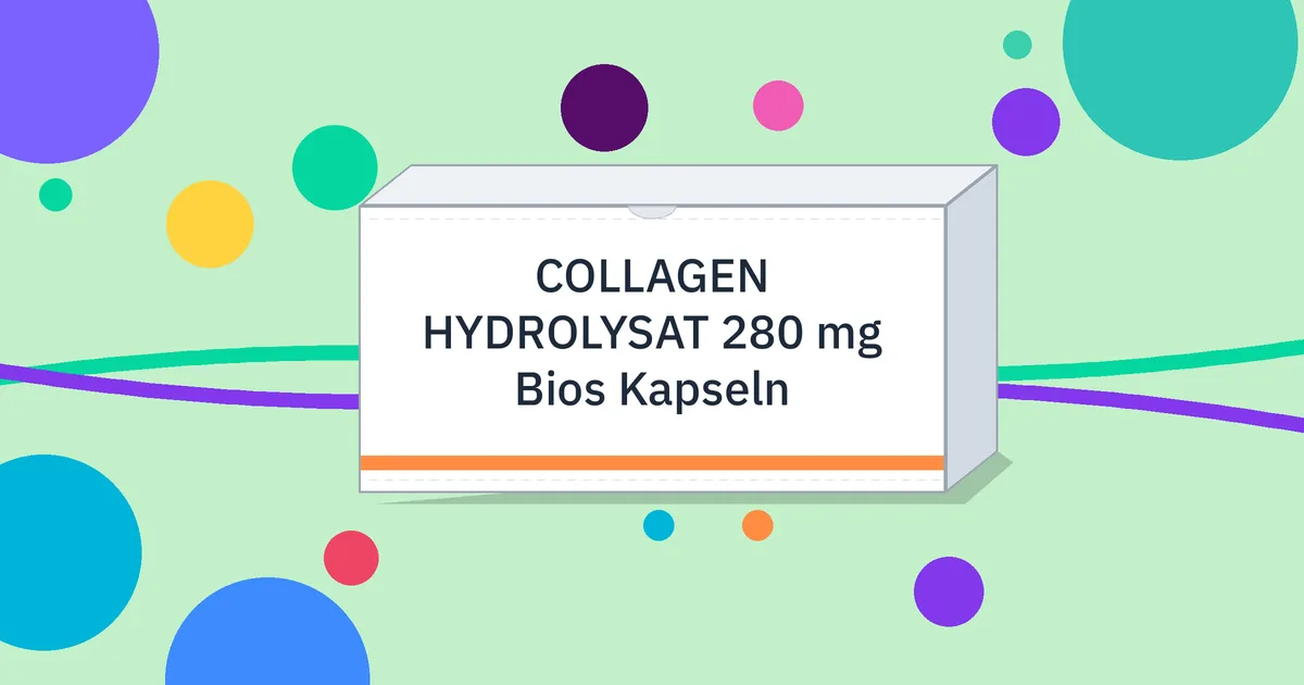Symbolbild: Packung mit der Aufschrift COLLAGEN HYDROLYSAT 280 mg Bios Kapseln (PZN 09324804) – Verfügbarkeit und Bezug in Apotheken in Frankfurt am Main