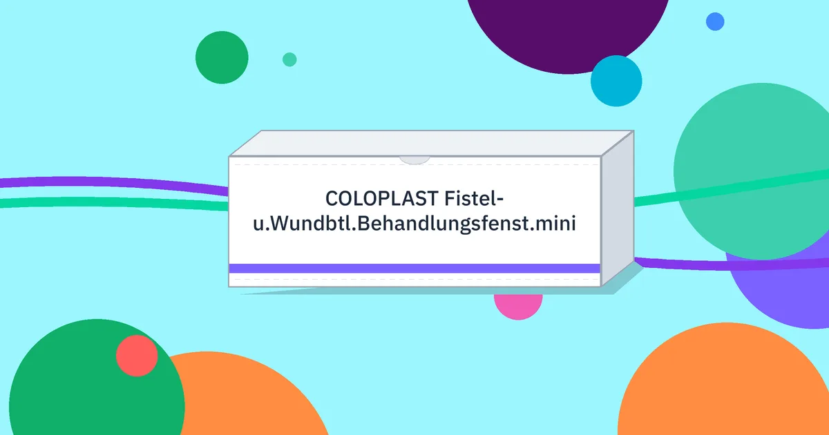 Symbolbild: Packung mit der Aufschrift COLOPLAST Fistel- u.Wundbtl.Behandlungsfenst.mini (PZN 18224220) – Verfügbarkeit und Bezug in Apotheken in Frankfurt am Main