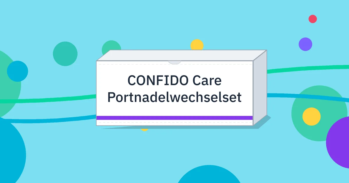 Symbolbild: Packung mit der Aufschrift CONFIDO Care Portnadelwechselset (PZN 19990264) – Verfügbarkeit und Bezug in Apotheken in Frankfurt am Main