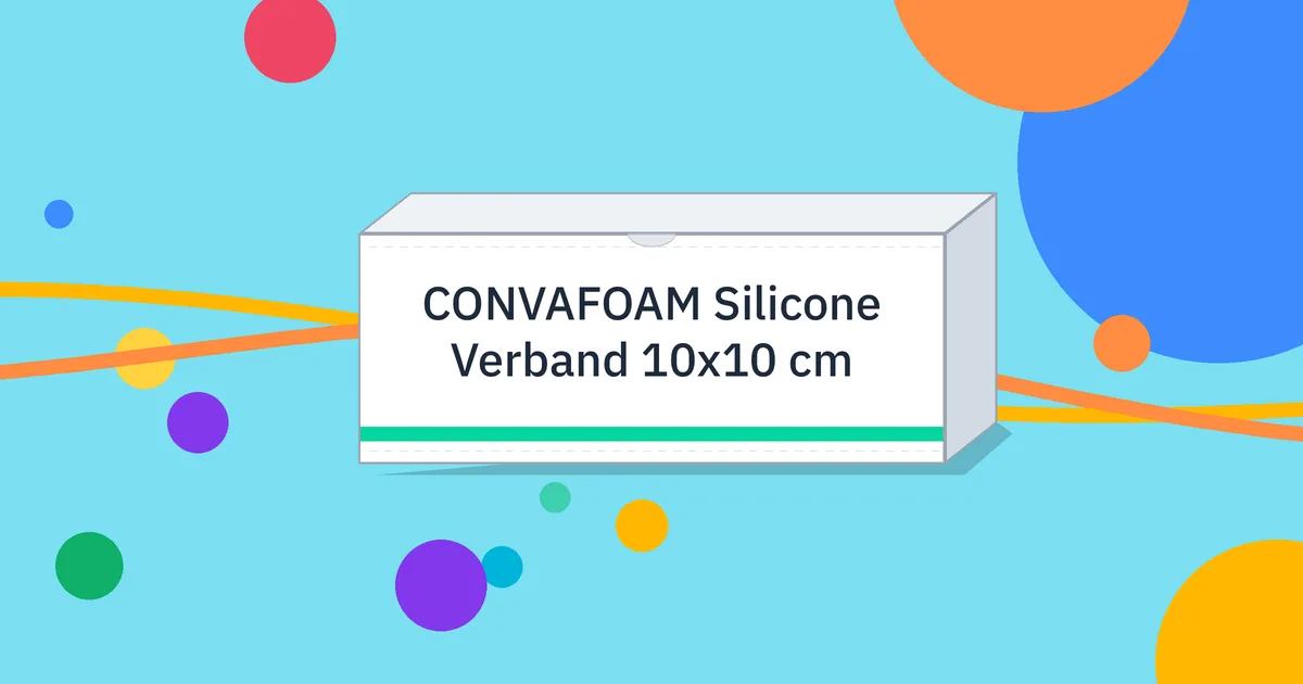 Symbolbild: Packung mit der Aufschrift CONVAFOAM Silicone Verband 10x10 cm (PZN 19858145) – Verfügbarkeit und Bezug in Apotheken in Frankfurt am Main