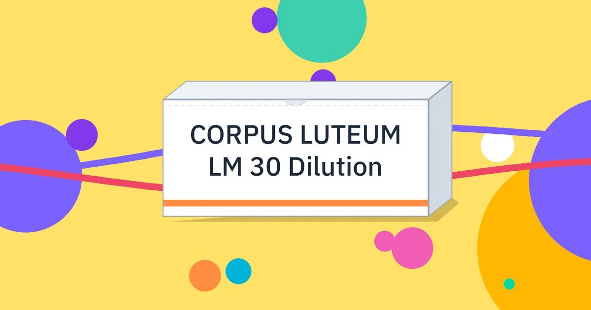 Symbolbild: Packung mit der Aufschrift CORPUS LUTEUM LM 30 Dilution (PZN 09651087) – Verfügbarkeit und Bezug in Apotheken in Frankfurt am Main