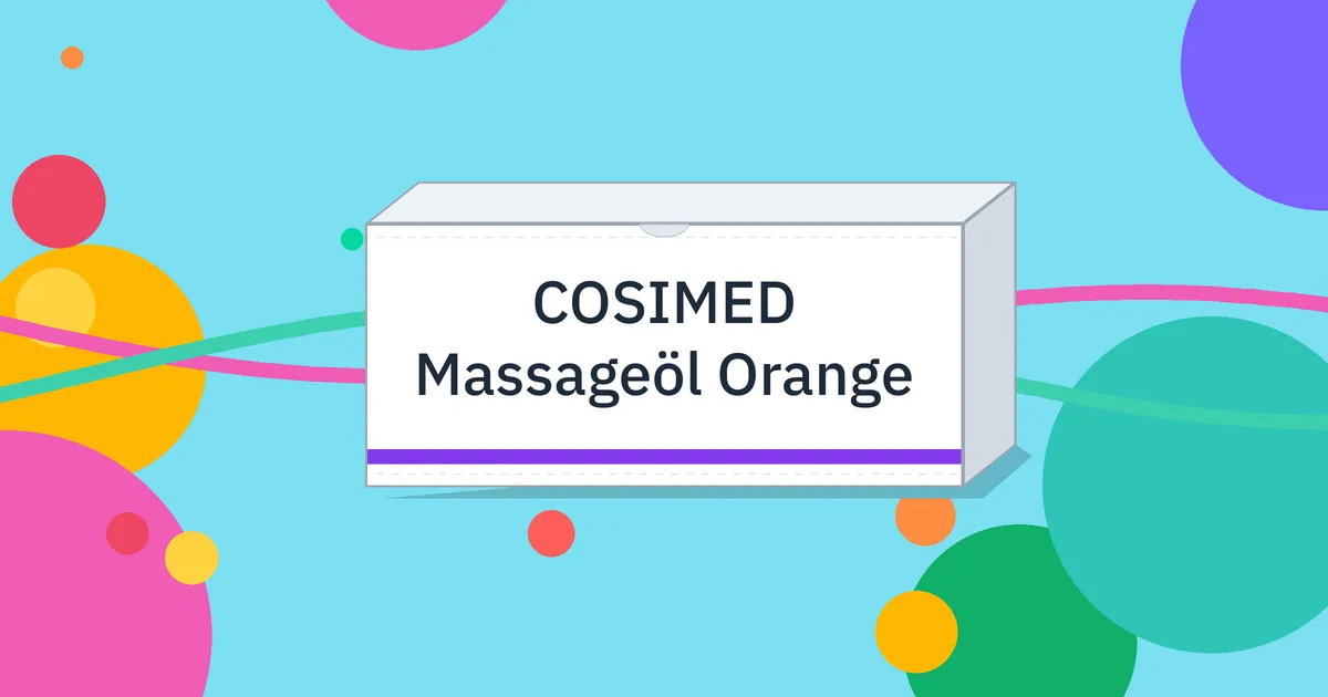 Symbolbild: Packung mit der Aufschrift COSIMED Massageöl Orange (PZN 15745898) – Verfügbarkeit und Bezug in Apotheken in Frankfurt am Main