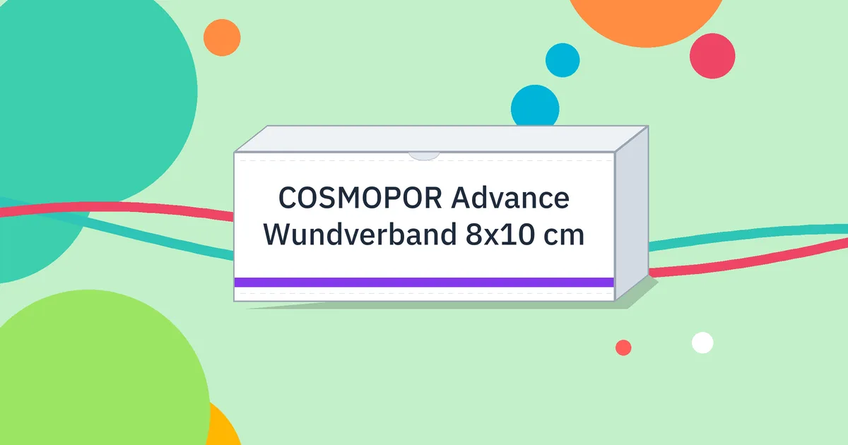 Symbolbild: Packung mit der Aufschrift COSMOPOR Advance Wundverband 8x10 cm (PZN 18268878) – Verfügbarkeit und Bezug in Apotheken in Frankfurt am Main
