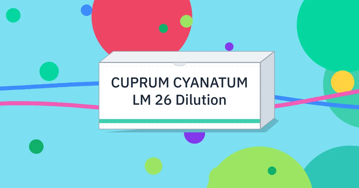 Symbolbild: Packung mit der Aufschrift CUPRUM CYANATUM LM 26 Dilution (PZN 13458350) – Verfügbarkeit und Bezug in Apotheken in Frankfurt am Main