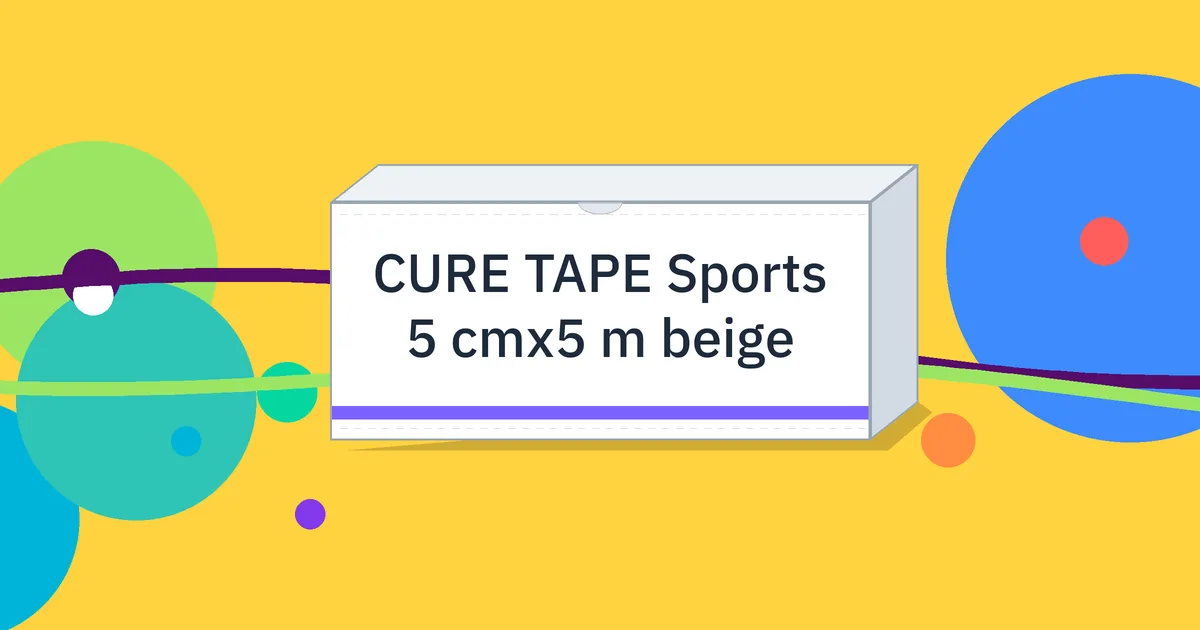 Symbolbild: Packung mit der Aufschrift CURE TAPE Sports 5 cmx5 m beige (PZN 13649475) – Verfügbarkeit und Bezug in Apotheken in Frankfurt am Main