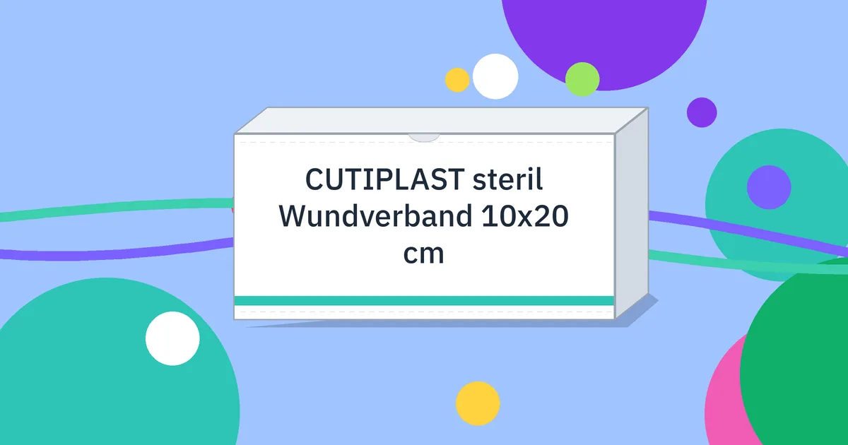 Symbolbild: Packung mit der Aufschrift CUTIPLAST steril Wundverband 10x20 cm (PZN 19700125) – Verfügbarkeit und Bezug in Apotheken in Frankfurt am Main