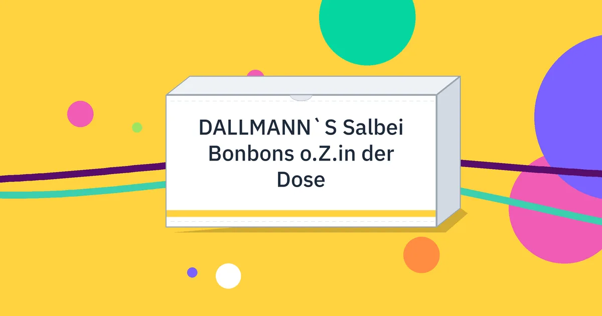 Symbolbild: Packung mit der Aufschrift DALLMANN`S Salbei Bonbons o.Z.in der Dose (PZN 16686695) – Verfügbarkeit und Bezug in Apotheken in Frankfurt am Main