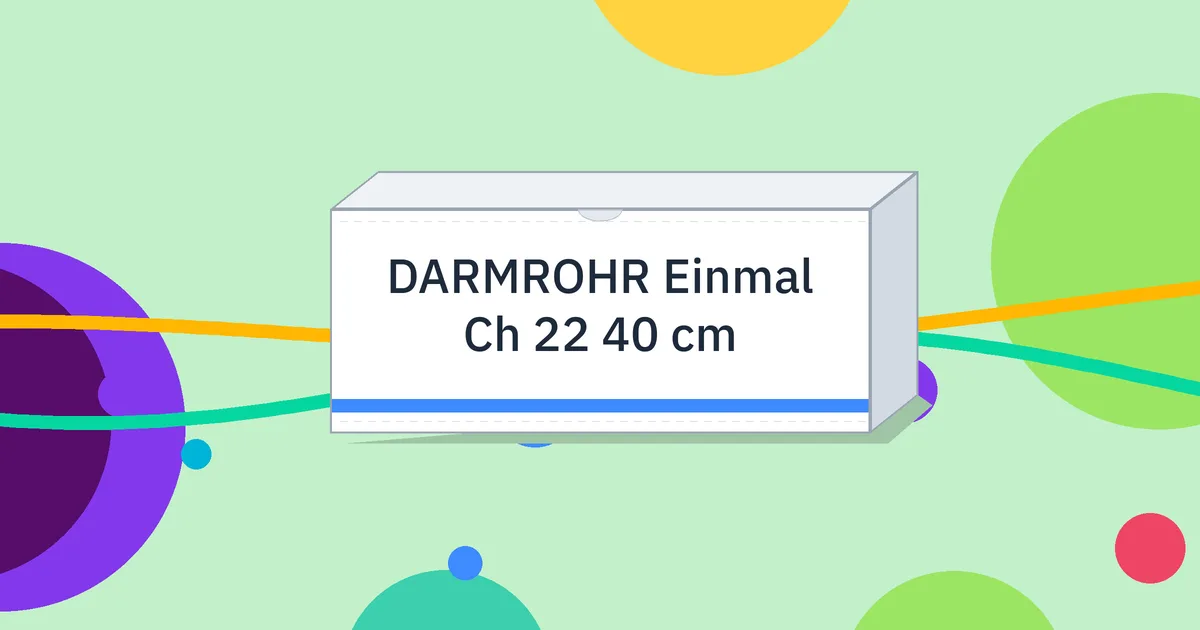 Symbolbild: Packung mit der Aufschrift DARMROHR Einmal Ch 22 40 cm (PZN 03903197) – Verfügbarkeit und Bezug in Apotheken in Frankfurt am Main