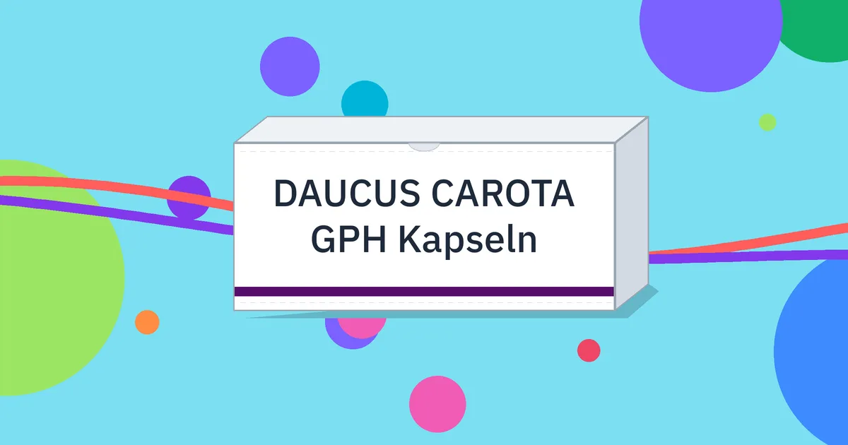 Symbolbild: Packung mit der Aufschrift DAUCUS CAROTA GPH Kapseln (PZN 09323710) – Verfügbarkeit und Bezug in Apotheken in Frankfurt am Main