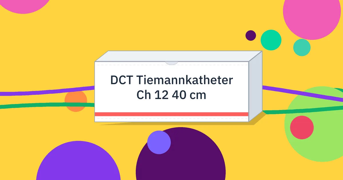 Symbolbild: Packung mit der Aufschrift DCT Tiemannkatheter Ch 12 40 cm (PZN 11318917) – Verfügbarkeit und Bezug in Apotheken in Frankfurt am Main
