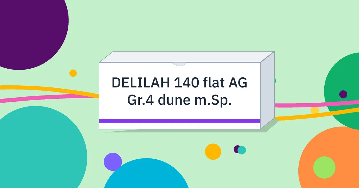 Symbolbild: Packung mit der Aufschrift DELILAH 140 flat AG Gr.4 dune m.Sp. (PZN 14247365) – Verfügbarkeit und Bezug in Apotheken in Frankfurt am Main