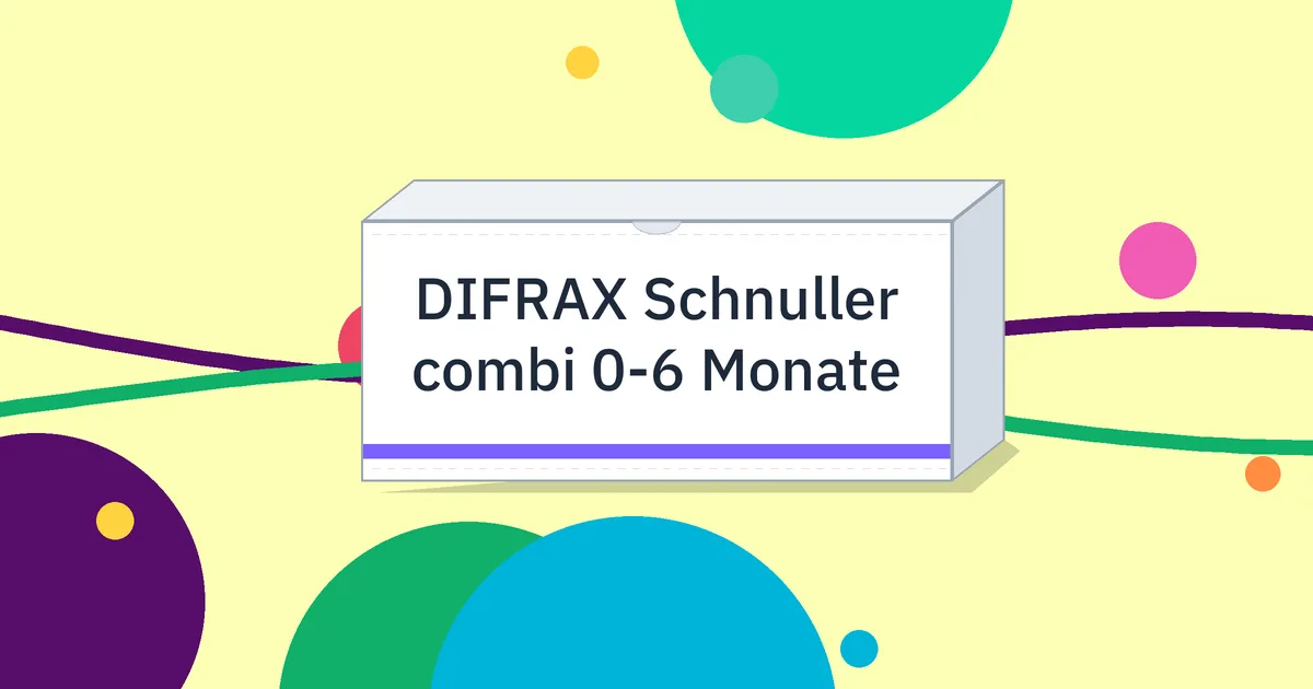 Symbolbild: Packung mit der Aufschrift DIFRAX Schnuller combi 0-6 Monate (PZN 09290732) – Verfügbarkeit und Bezug in Apotheken in Frankfurt am Main