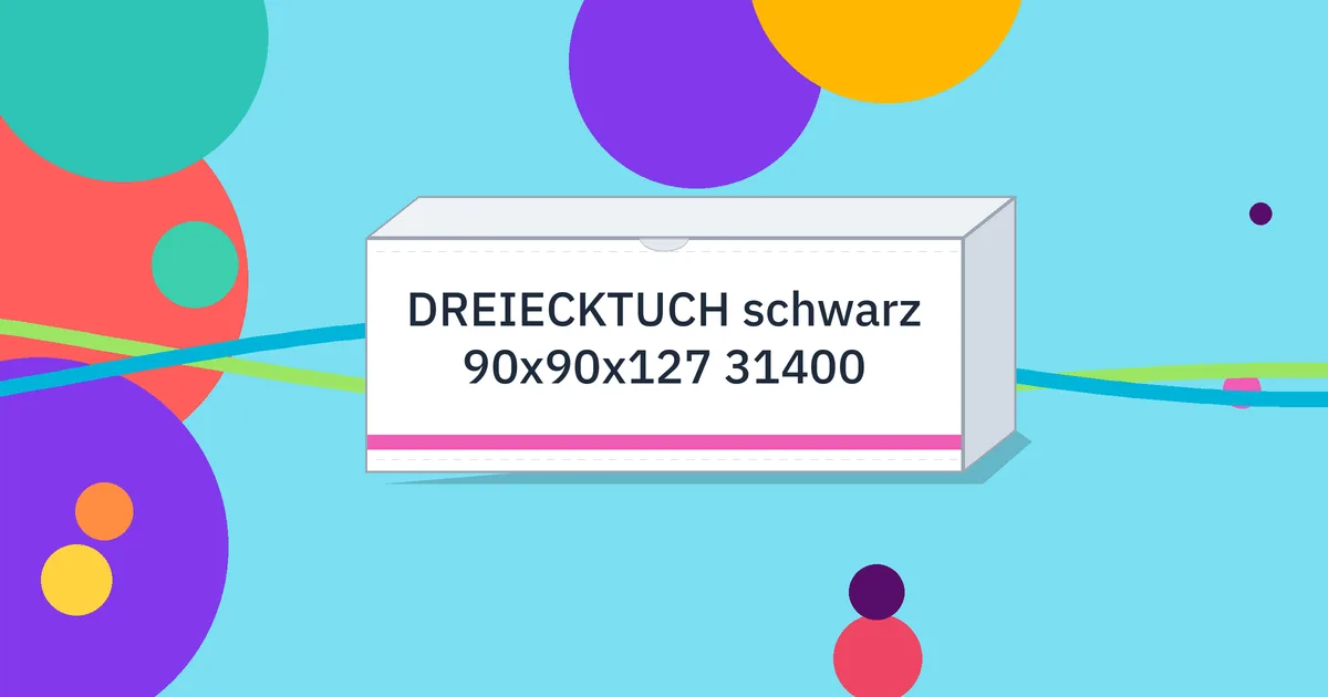 Symbolbild: Packung mit der Aufschrift DREIECKTUCH schwarz 90x90x127 31400 (PZN 04096913) – Verfügbarkeit und Bezug in Apotheken in Frankfurt am Main