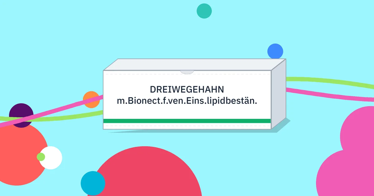 Symbolbild: Packung mit der Aufschrift DREIWEGEHAHN m.Bionect.f.ven.Eins.lipidbestän. (PZN 00929256) – Verfügbarkeit und Bezug in Apotheken in Frankfurt am Main