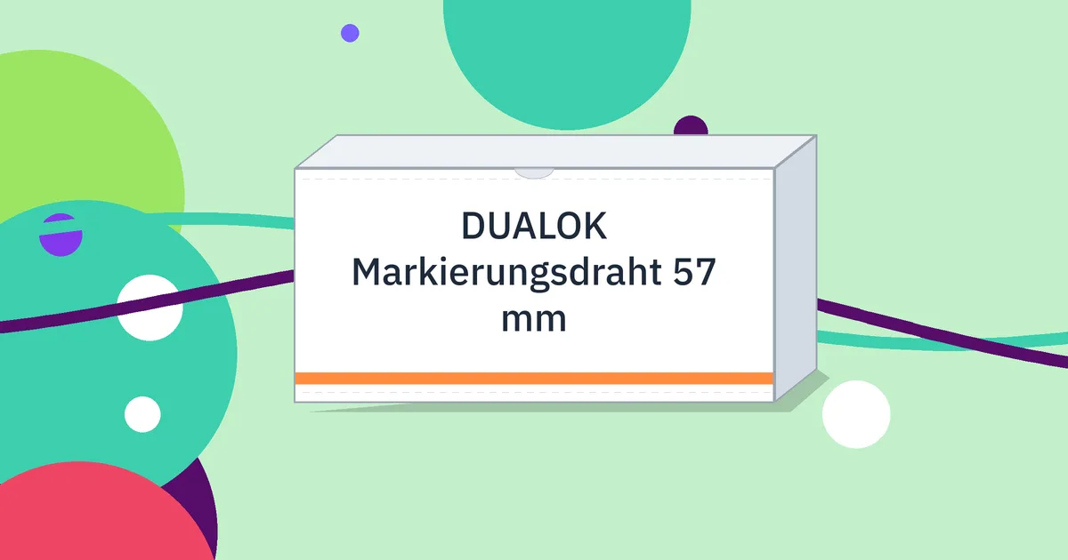Symbolbild: Packung mit der Aufschrift DUALOK Markierungsdraht 57 mm (PZN 03405022) – Verfügbarkeit und Bezug in Apotheken in Frankfurt am Main