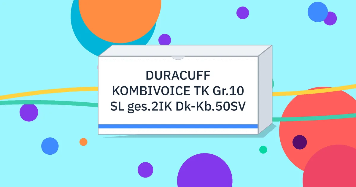 Symbolbild: Packung mit der Aufschrift DURACUFF KOMBIVOICE TK Gr.10 SL ges.2IK Dk-Kb.50SV (PZN 04960820) – Verfügbarkeit und Bezug in Apotheken in Frankfurt am Main
