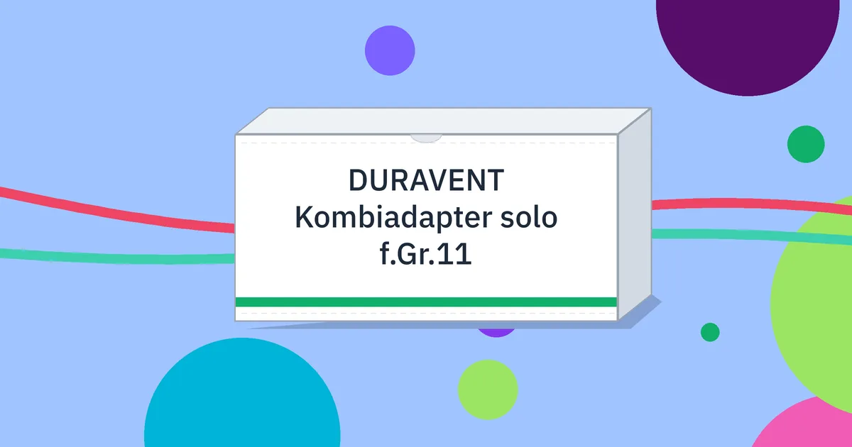 Symbolbild: Packung mit der Aufschrift DURAVENT Kombiadapter solo f.Gr.11 (PZN 02065713) – Verfügbarkeit und Bezug in Apotheken in Frankfurt am Main