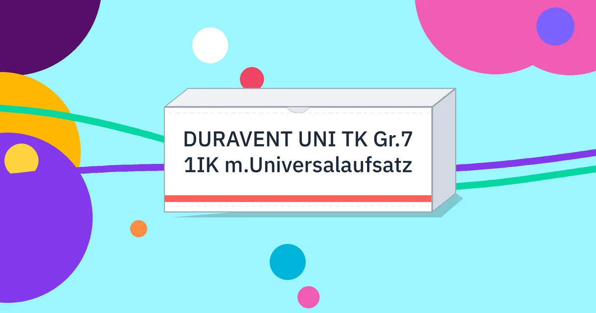 Symbolbild: Packung mit der Aufschrift DURAVENT UNI TK Gr.7 1IK m.Universalaufsatz (PZN 07544364) – Verfügbarkeit und Bezug in Apotheken in Frankfurt am Main
