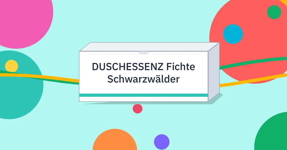 Symbolbild: Packung mit der Aufschrift DUSCHESSENZ Fichte Schwarzwälder (PZN 19961191) – Verfügbarkeit und Bezug in Apotheken in Frankfurt am Main