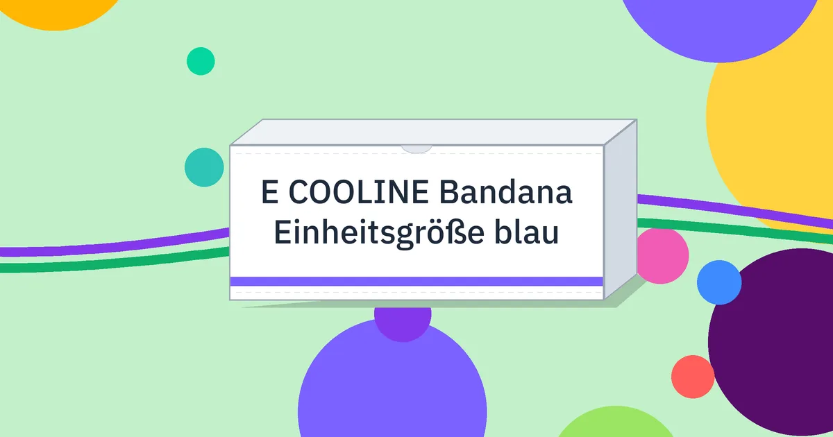 Symbolbild: Packung mit der Aufschrift E COOLINE Bandana Einheitsgröße blau (PZN 06469086) – Verfügbarkeit und Bezug in Apotheken in Frankfurt am Main