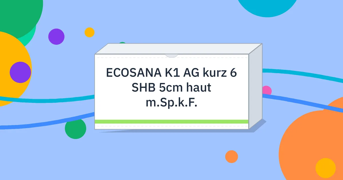 Symbolbild: Packung mit der Aufschrift ECOSANA K1 AG kurz 6 SHB 5cm haut m.Sp.k.F. (PZN 04730161) – Verfügbarkeit und Bezug in Apotheken in Frankfurt am Main