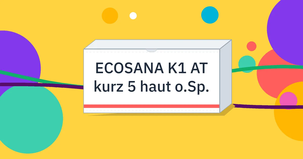 Symbolbild: Packung mit der Aufschrift ECOSANA K1 AT kurz 5 haut o.Sp. (PZN 04732071) – Verfügbarkeit und Bezug in Apotheken in Frankfurt am Main