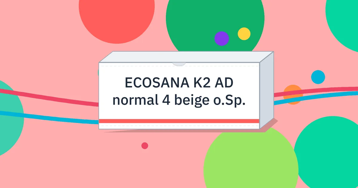 Symbolbild: Packung mit der Aufschrift ECOSANA K2 AD normal 4 beige o.Sp. (PZN 01344629) – Verfügbarkeit und Bezug in Apotheken in Frankfurt am Main