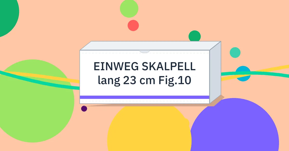Symbolbild: Packung mit der Aufschrift EINWEG SKALPELL lang 23 cm Fig.10 (PZN 09290985) – Verfügbarkeit und Bezug in Apotheken in Frankfurt am Main